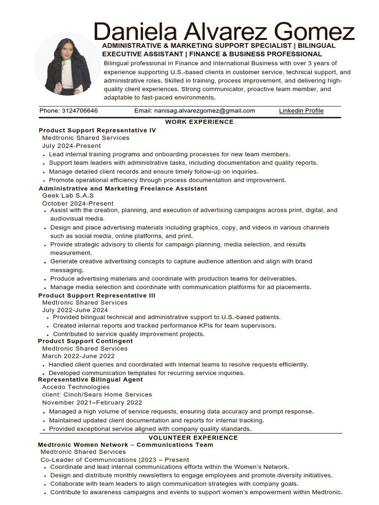 CV Daniela Alvarez Gomez English Version | PDF | Advertising ...