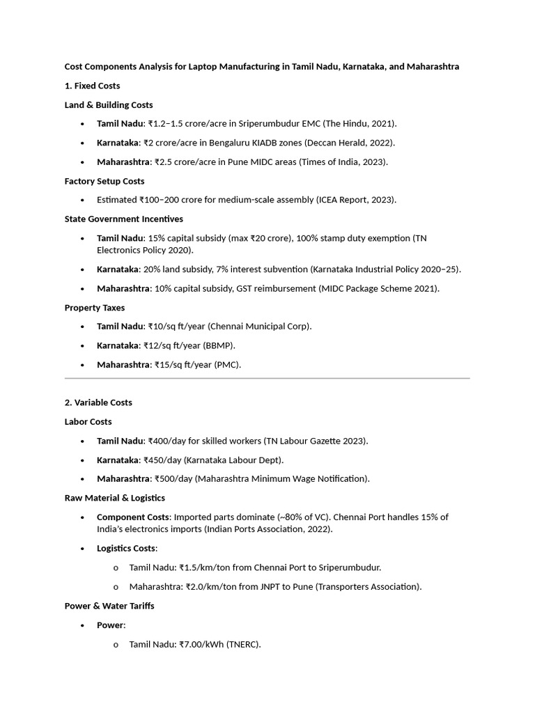 Laptop Manufacturing Cost Analysis in India | PDF | Economies