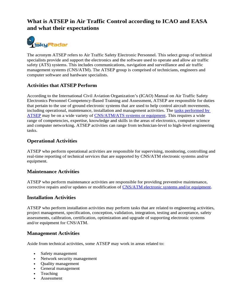 What Is ATSEP in Air Traffic Control | PDF