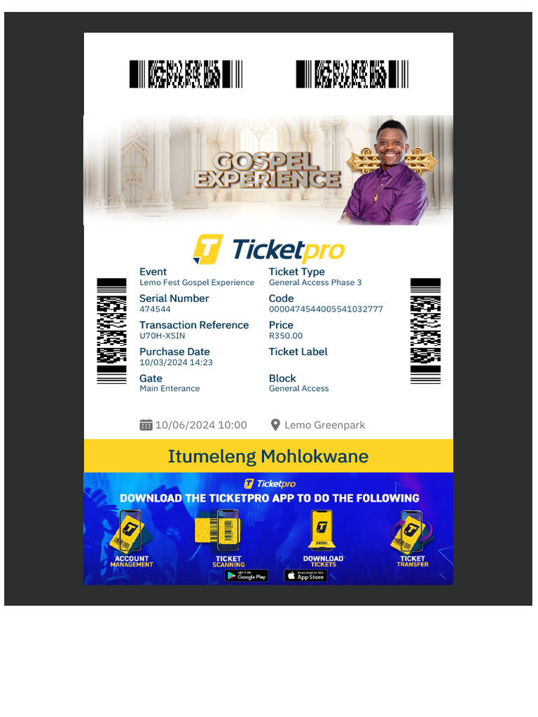 Itumeleng Mohlokwane - Lemo Fest Gospel Experience | PDF