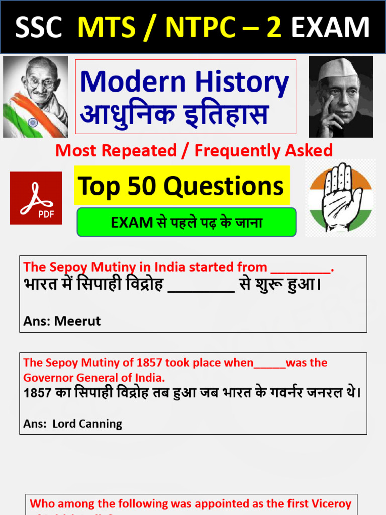 Modern History Top 50 Questions | PDF