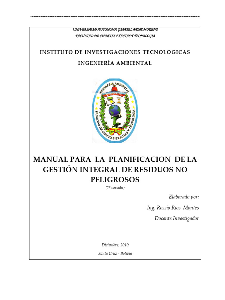 2010 MANUAL PARA LA PLANIFICION DE LA GESTION DE RESIDUOS SOLIDOS | PDF | Residuos | Gestión de ...
