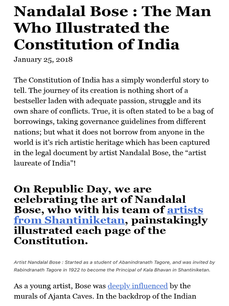 Nandalal Bose: Illustrator of India's Constitution | PDF