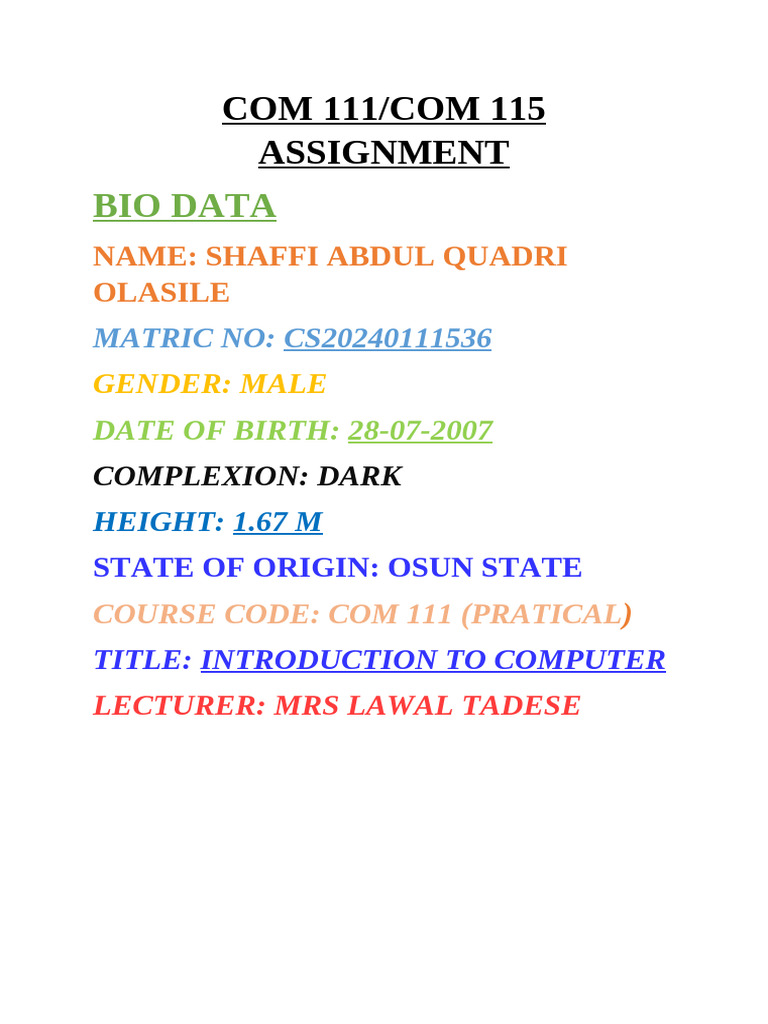 Bio Data Pdf