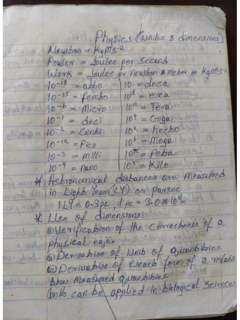 Physics Notes and Key Points 100 Level 1st Semester | PDF