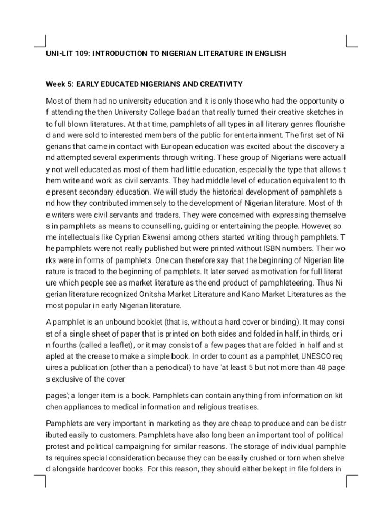 Unilit 109 Lecture Note 2 - Phoenix | PDF