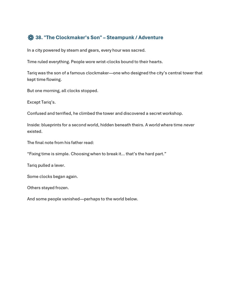 "The Clockmaker's Son" - : Steampunk / Adventure | PDF