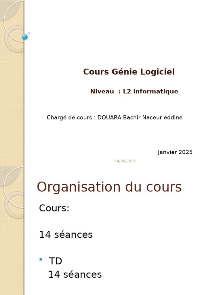Cours1GL-1 douara | PDF | Développement de logiciel | Logiciel