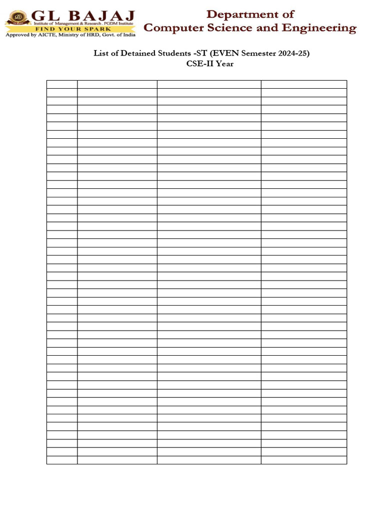 ST Detained List II Year Cse Even Sem 24-25 | PDF