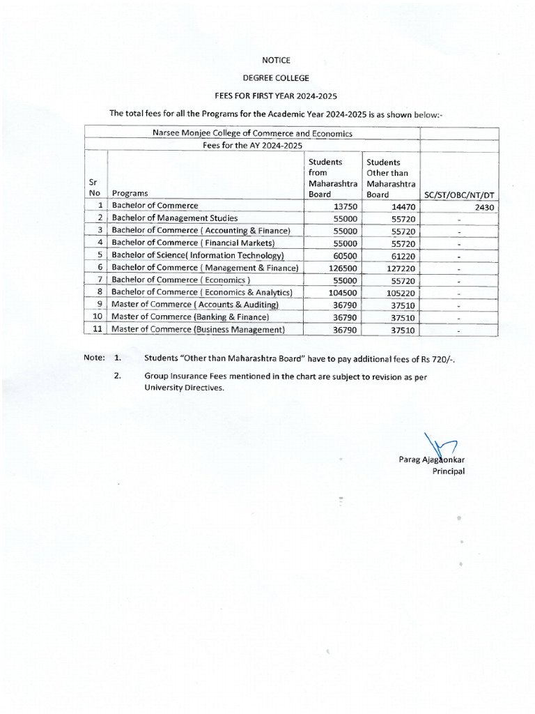 Fees Notice 2024-2025 | PDF