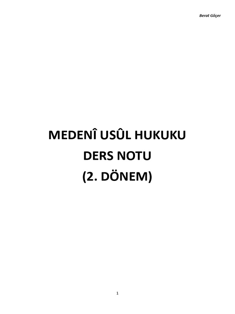 Medeni Usul Hukuku - 1. Ay | PDF