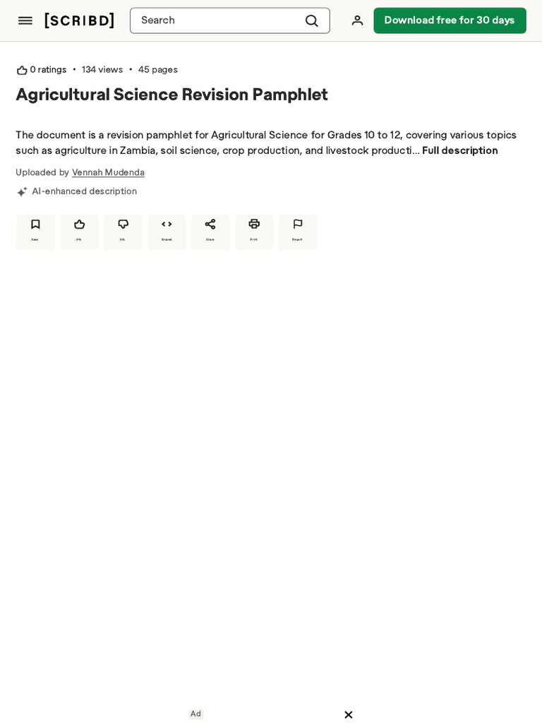 Agricultural Science Revision Pamphlet: 134 Views 45 Pages | PDF