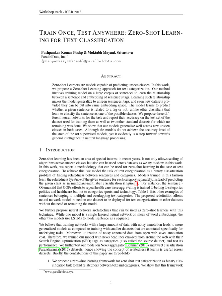 Zero Shot Learning For Text Classification | PDF | Statistical Classification | Applied Mathematics