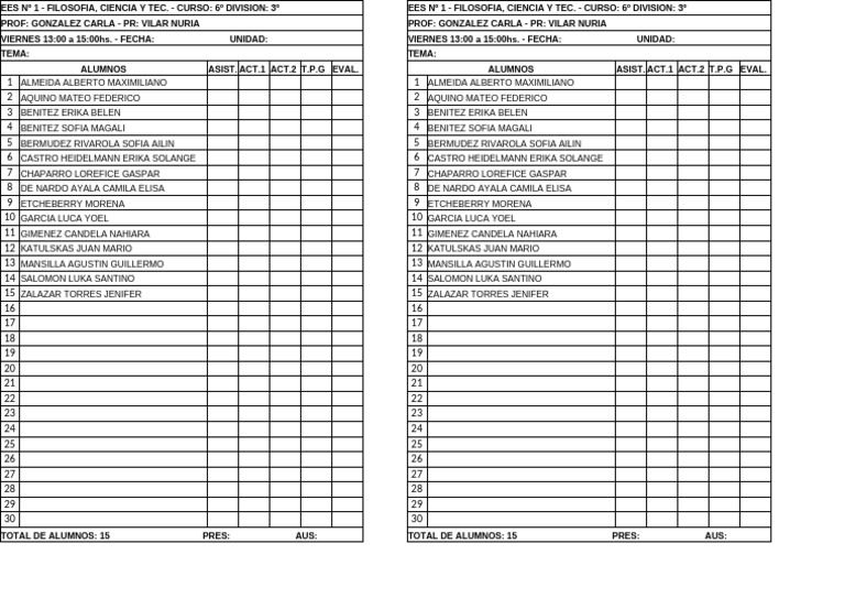 Plantilla Clases Ees1 6º3º | PDF