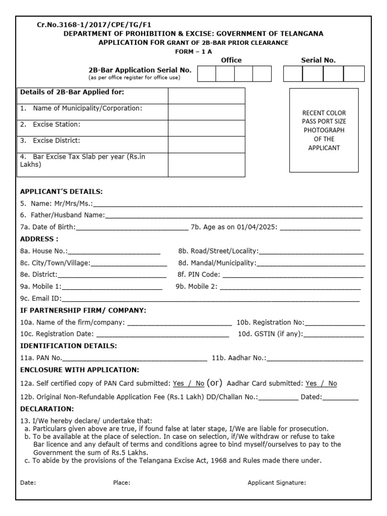 3 Application FORM-1A Along With Receipt Form | PDF