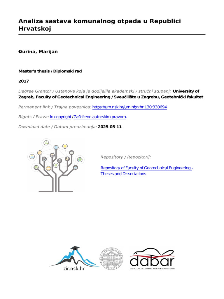 Durina Marijan Analiza Sastava Komunalnog Otpada U Republici Hrvatskoj | PDF