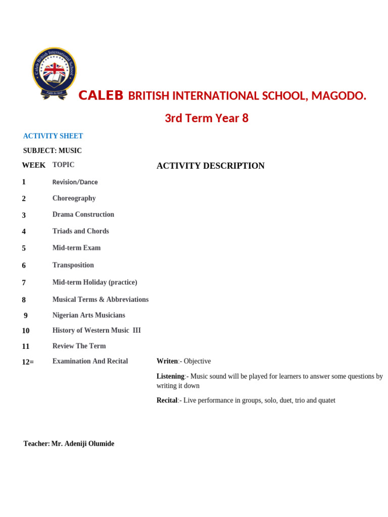Year 8 Music 3rd Term E-Notes (Repaired) | PDF | Scale (Music) | Chord ...