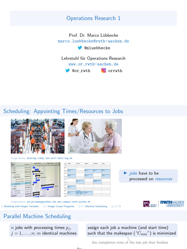 OR1 20107 Scheduling | PDF | Linear Programming | Theoretical Computer Science