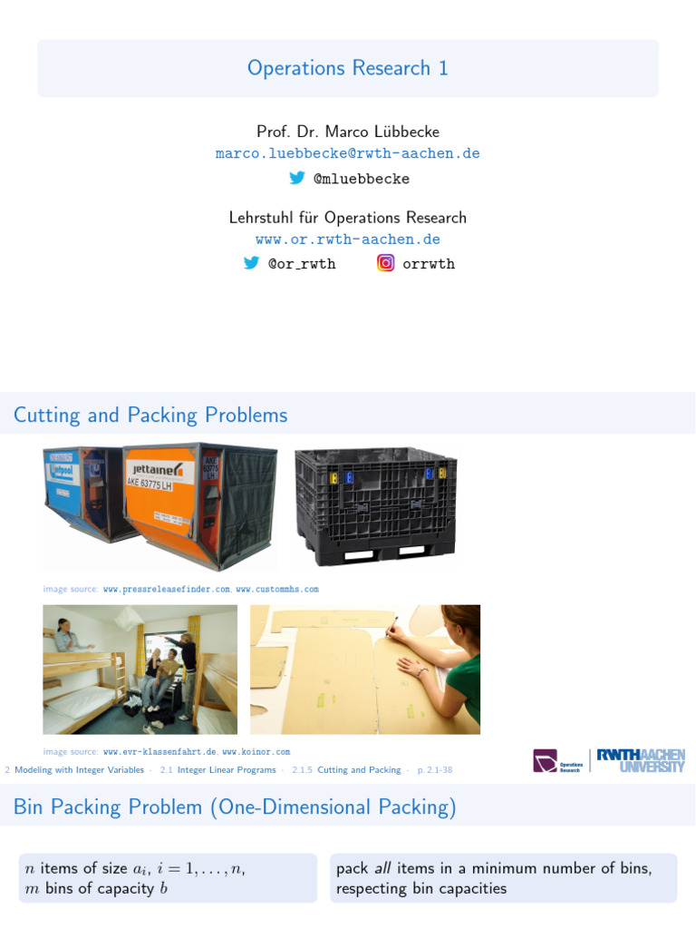 OR1 20105 Packing+Cutting Annotated | PDF | Linear Programming | Mathematical Optimization