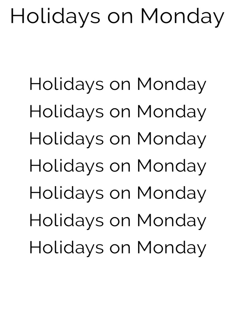 Holidays On Monday - 20250531 - 185632 - 0000 | PDF