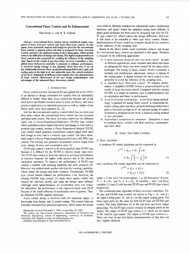 Enhancements in Fuzzy Control Methods | PDF | Fuzzy Logic | Applied ...