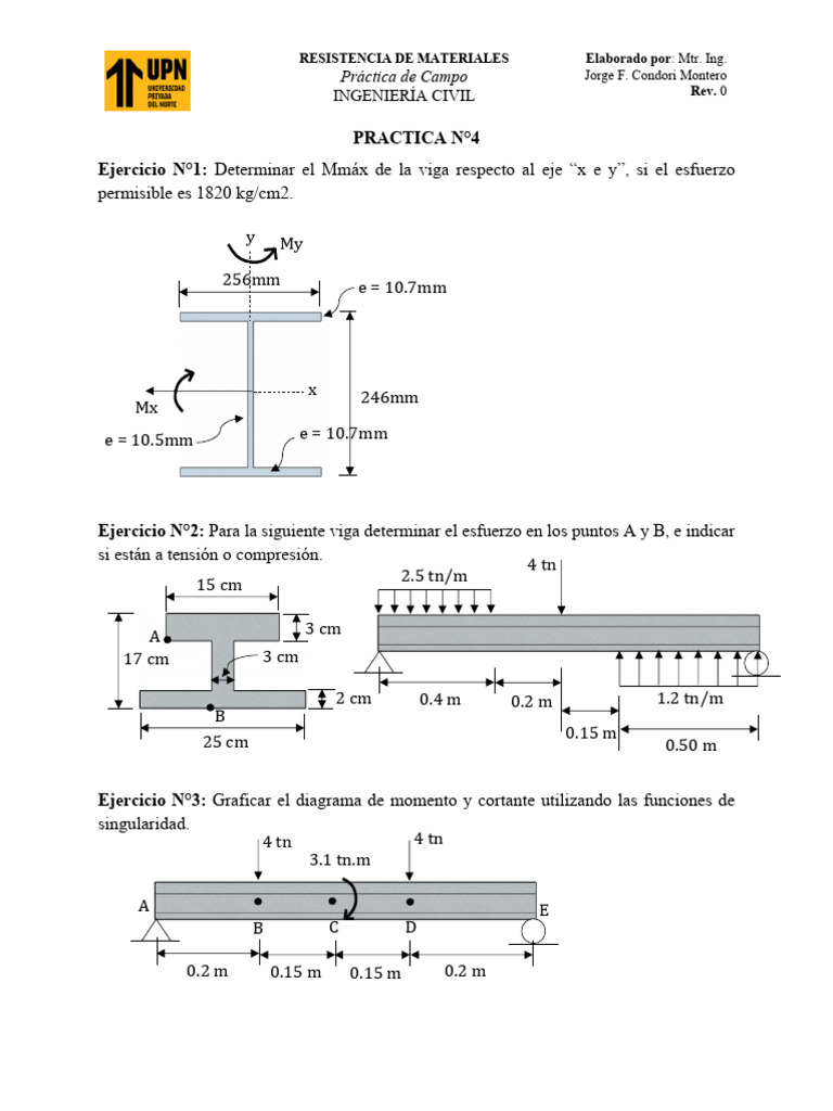 Practica N°4 Ug | PDF | Viga (Estructura) | Resistencia de materiales