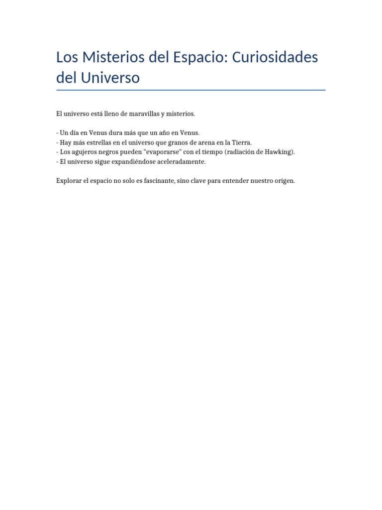 Los Misterios Del Espacio Curiosidades Del Universo Pdf