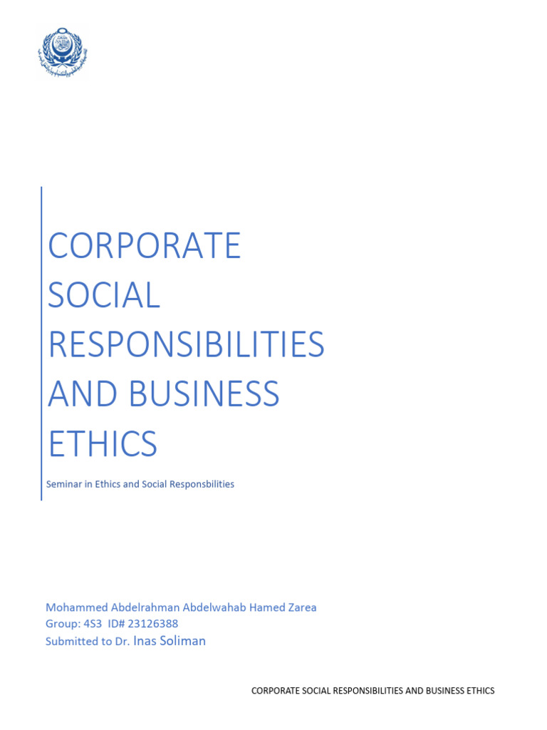 CSR and Business Ethics | PDF | Corporate Social Responsibility ...