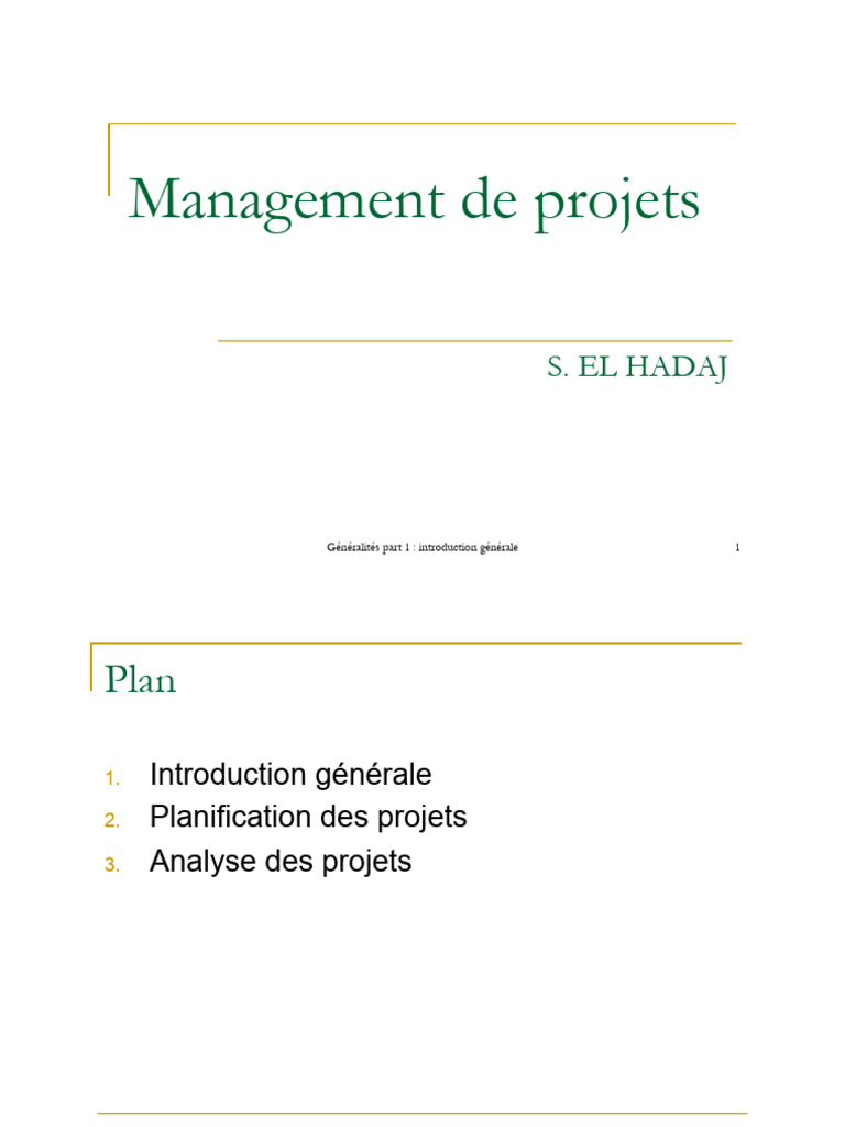 Introduction au Management de Projet | PDF | Gestion de projet ...