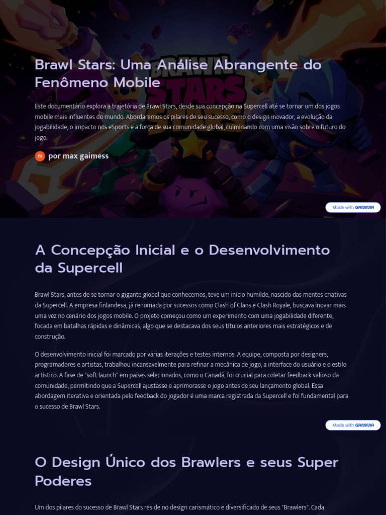 Brawl Stars Uma Analise Abrangente Do Fenomeno Mobile | PDF