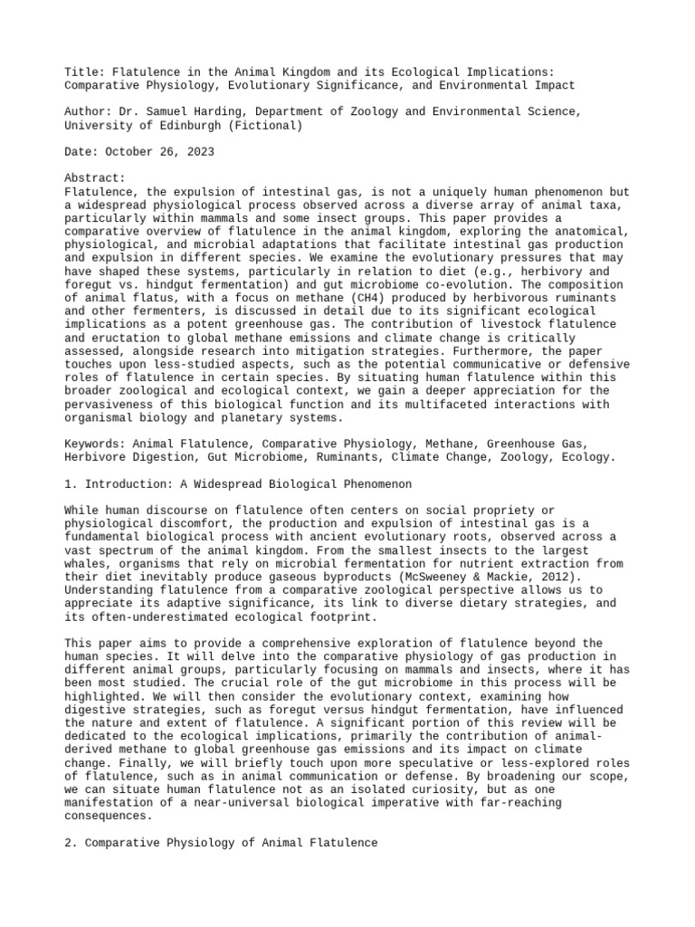 Flatulence in The Animal Kingdom and Its Ecological Implications | PDF ...