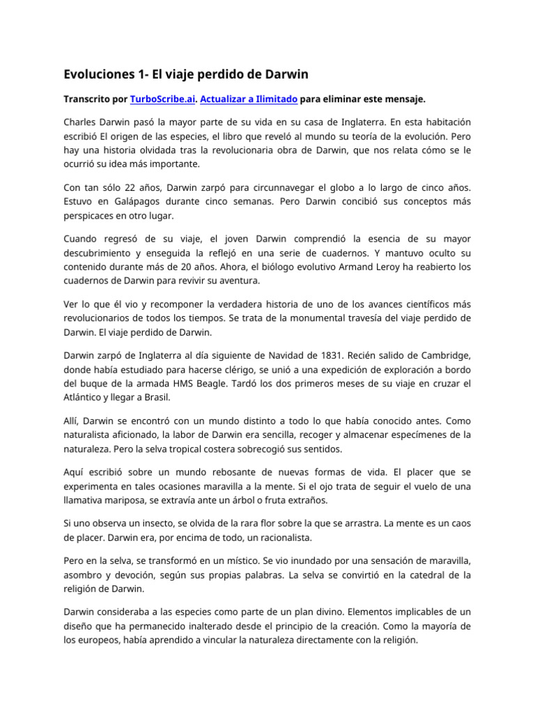 El Viaje Perdido de Darwin | PDF | Charles Darwin | Tierra