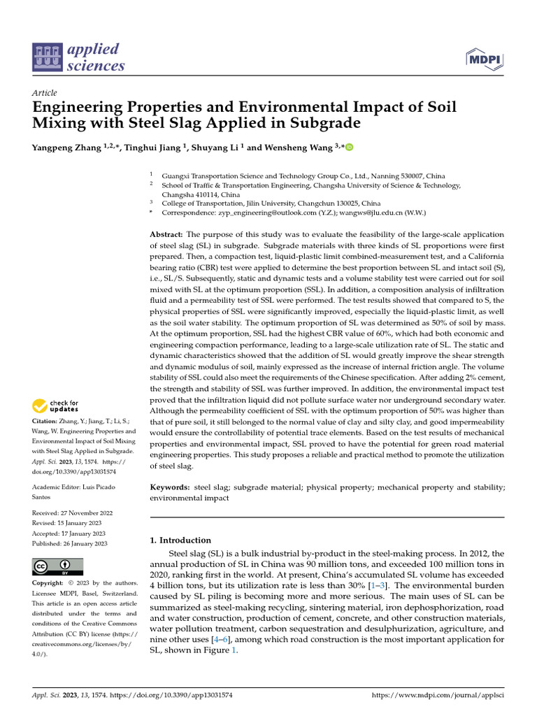 Engineering Properties and Environmental Impact Of | PDF | Road Surface | Cement
