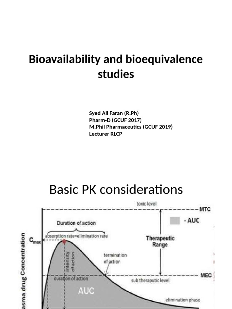 Key Parameters of Bioavailability Studies | PDF | Pharmacology | Pharmacy