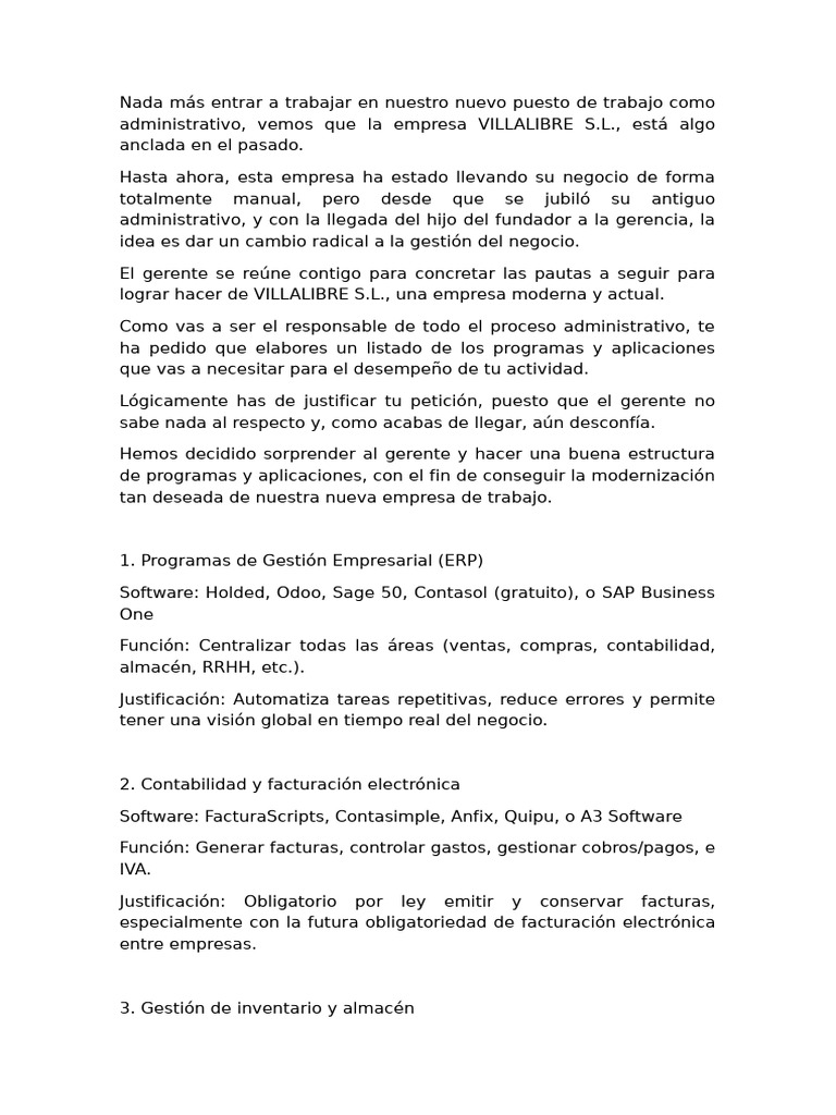 Activ Eval5 | PDF | Planificación de recursos empresariales | Software