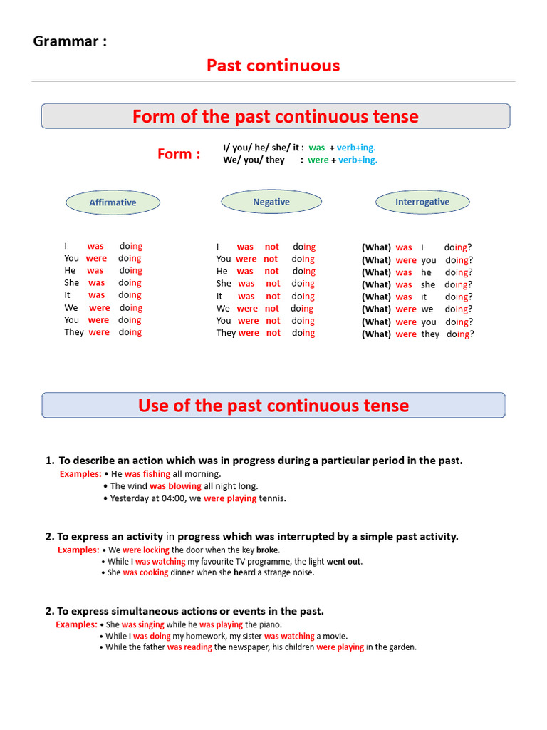 Understanding Past Continuous Tense | PDF