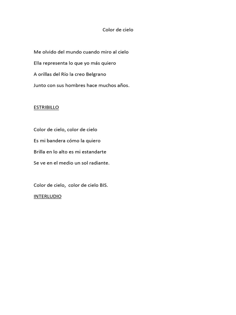 Color de cielo: Himno y Sentimiento | PDF