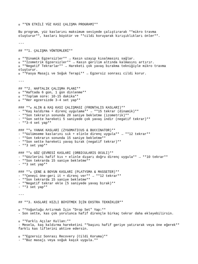 Yuz Kasi Egzersiz Programi | PDF
