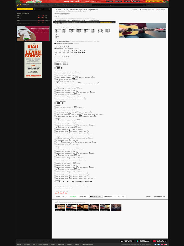 LEARN to FLY CHORDS (Ver 3) by Foo Fighters @ Ultimate-Guitar.com | PDF ...