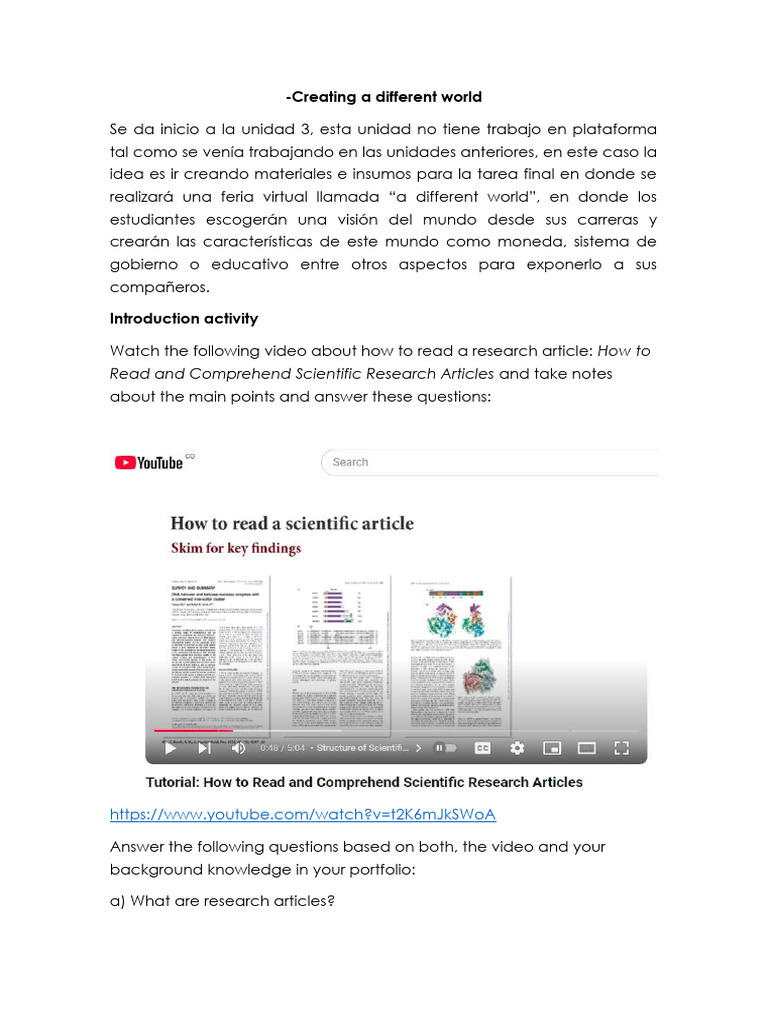 Evidence 1 Unit 3 Activity - Creating A Different World - Sub Task A | PDF