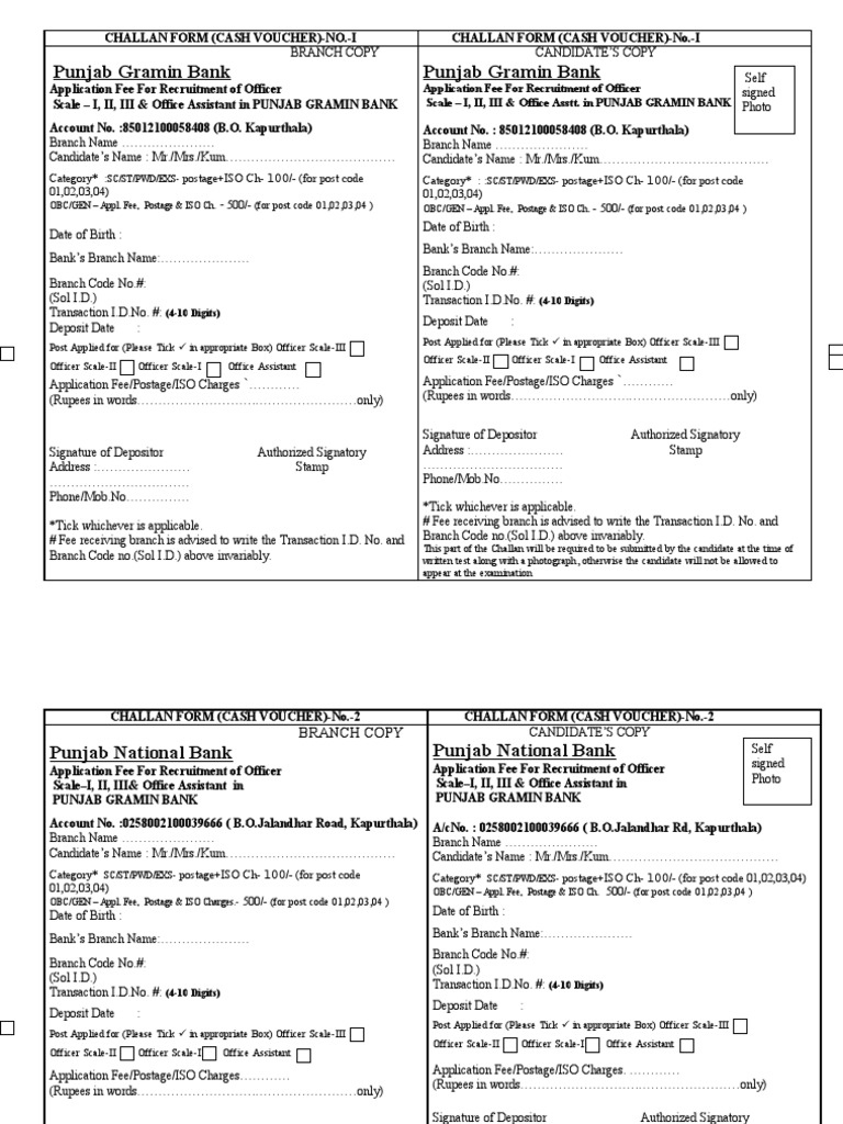 Grameen Bank Challan Form 2012 | PDF