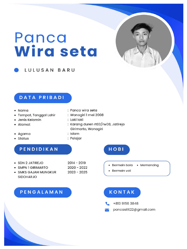 Biru Dan Putih Modern Minimalis CV Resume Riwayat Hidup A4 (1) .PDF - 20250611 - 113756 - 0000 | PDF