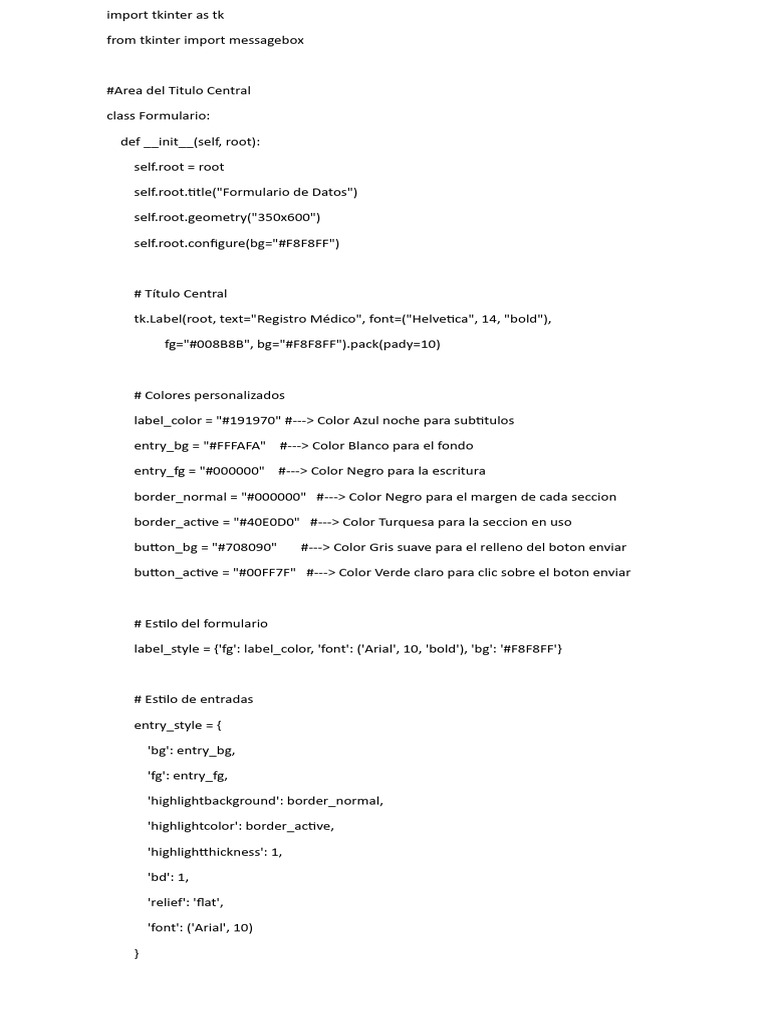 Formulario de Salud para Python | PDF