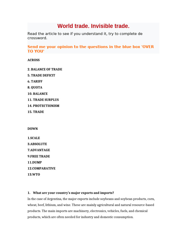 World Trade. Invisible Trade. | PDF