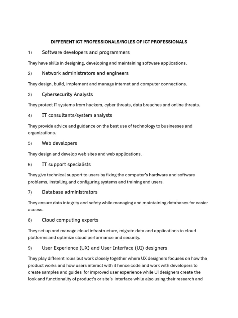 ICT Professionals | PDF