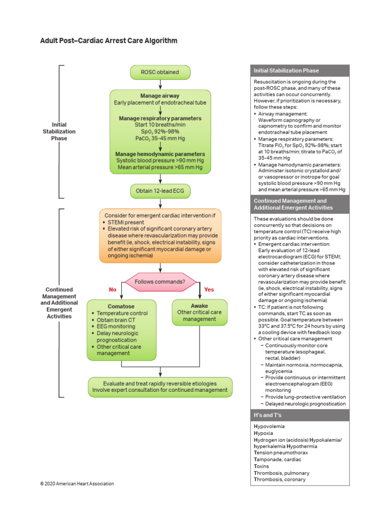 Post-Cardiac Arrest Care Algorithm | PDF | Myocardial Infarction | Heart