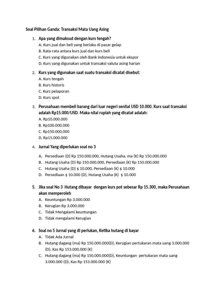 Kuis Transasksi Mata Uang Asing | PDF