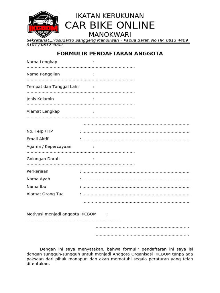 Formulir Anggota | PDF