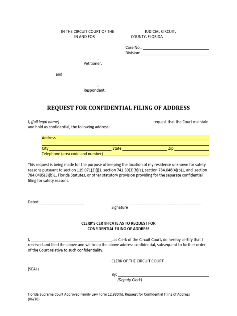 Request For Confidential Address - System Generated | PDF