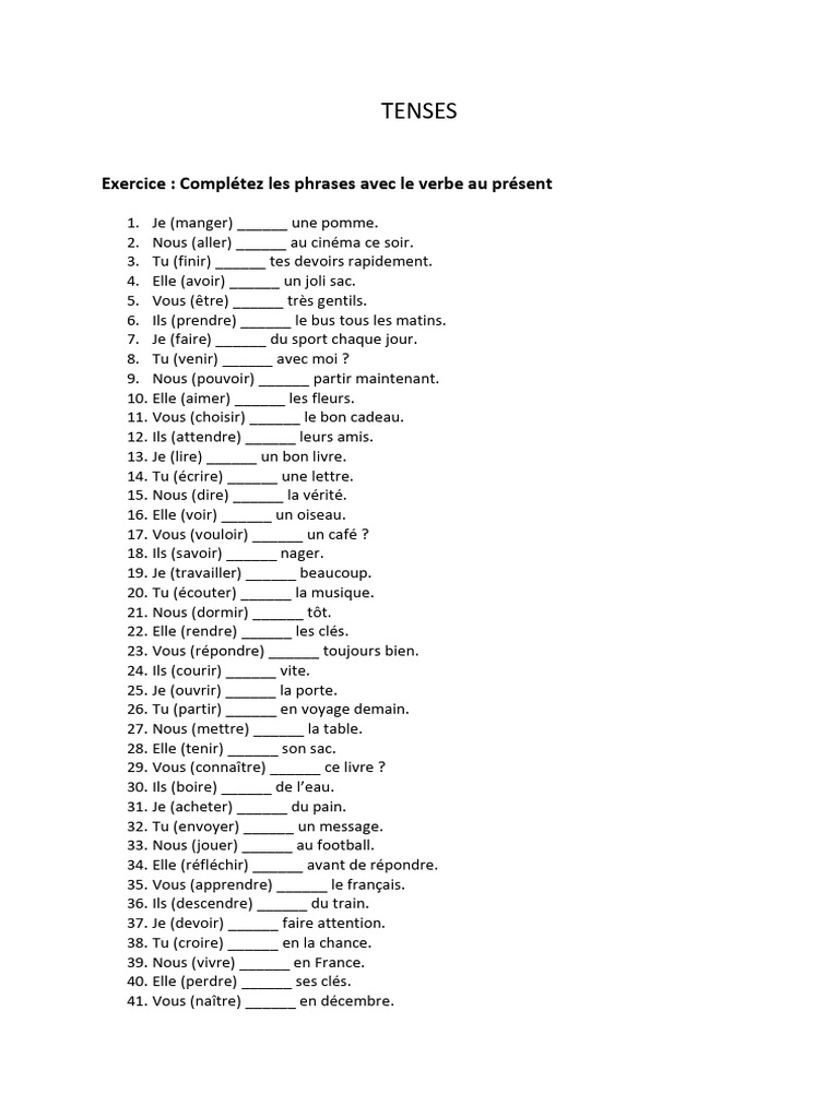 Exercices de conjugaison des verbes | PDF | Verbe